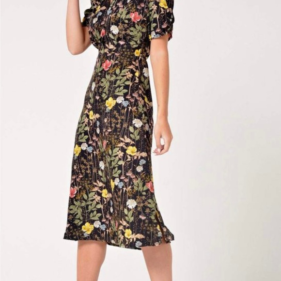 louche | Dresses | Chantal Botanical Print Midi Dress In Black Louche ...